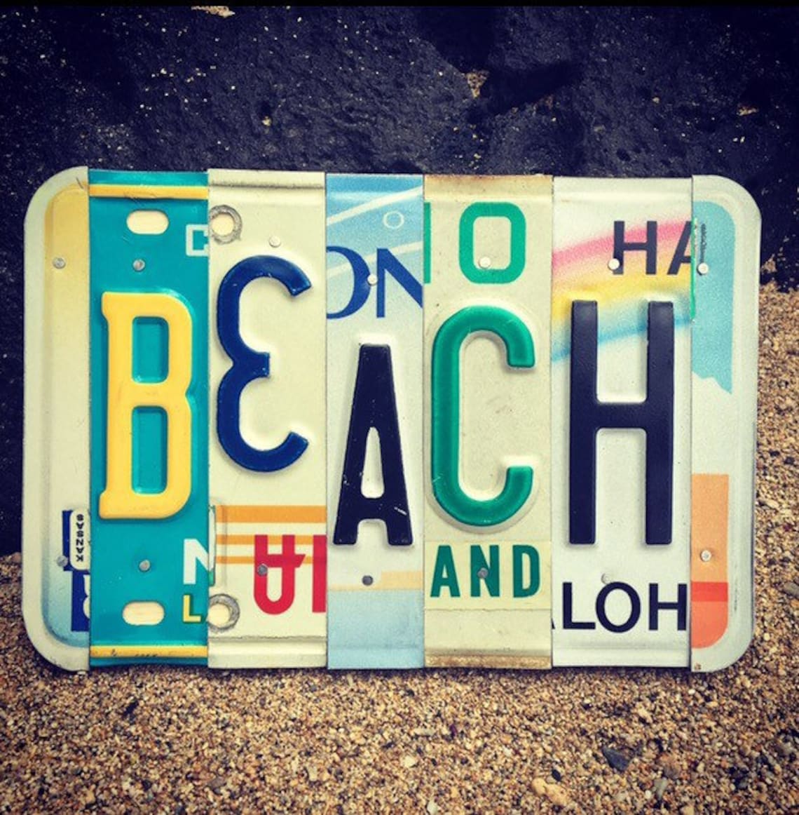 Hawaiian Beach Themed License Plate Art Sign, Beach Sign, Beach Home ...
