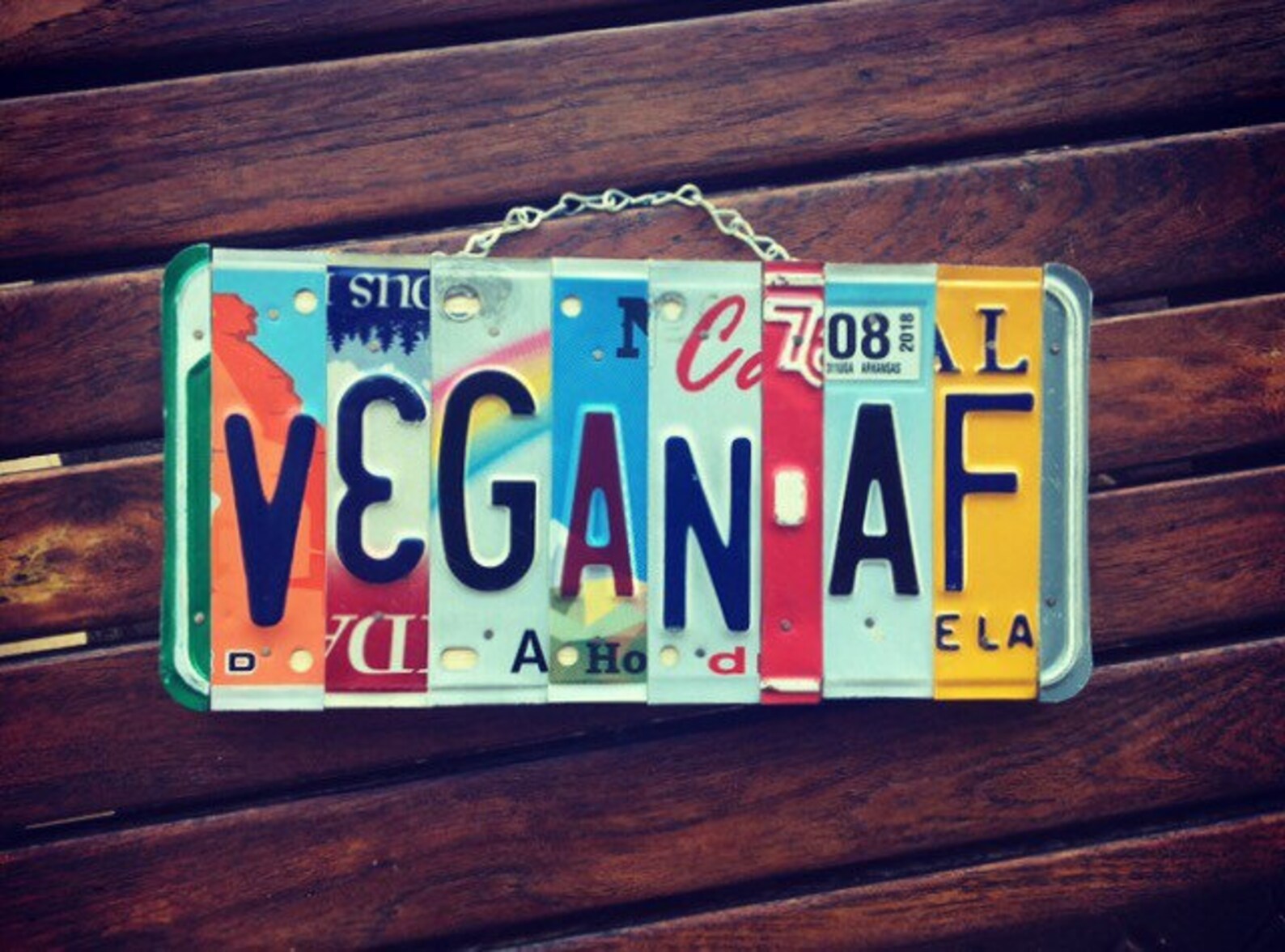 Vegan AF Kitchen License Plate Art Sign Wall Hanging, Vegan Sign ...