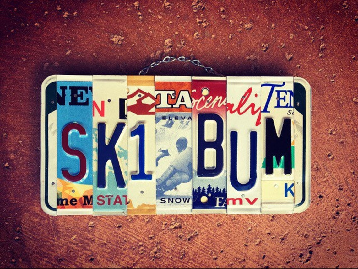 SKI BUM License Plate Art Ski Sign Skier Gift Ideas Gifts | Etsy