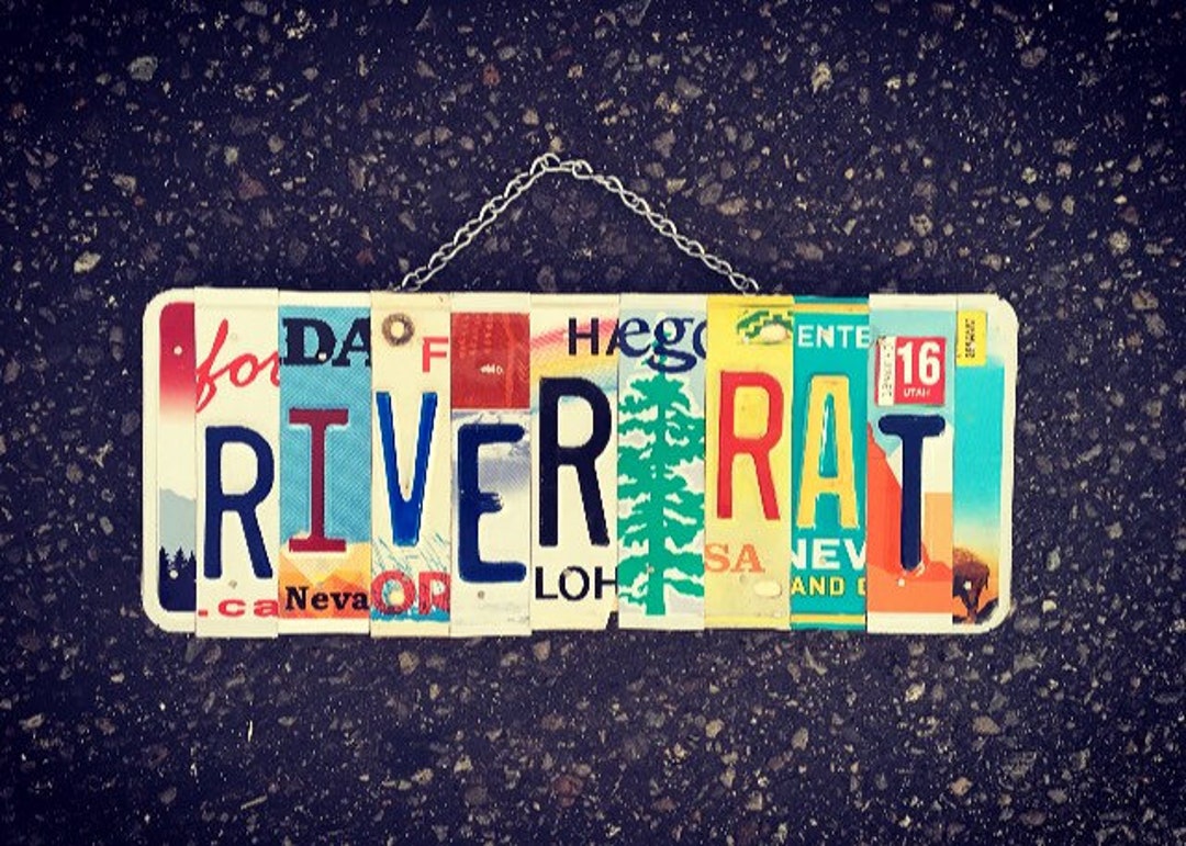 RIVER RAT SIGN, License Plate Art. Sign. Cabin Decor. Outdoor Decor ...