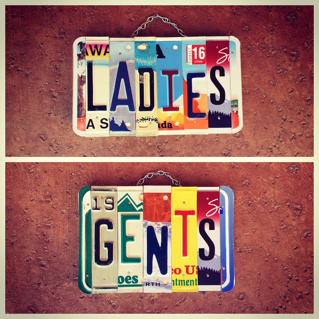 His and Hers Bathroom License Plate Sign, His and Hers Sign, License ...