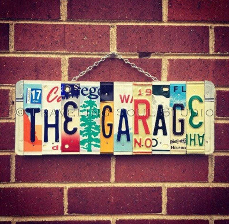 Garage Sign Gift for Men License Plate Art Fathers Day | Etsy