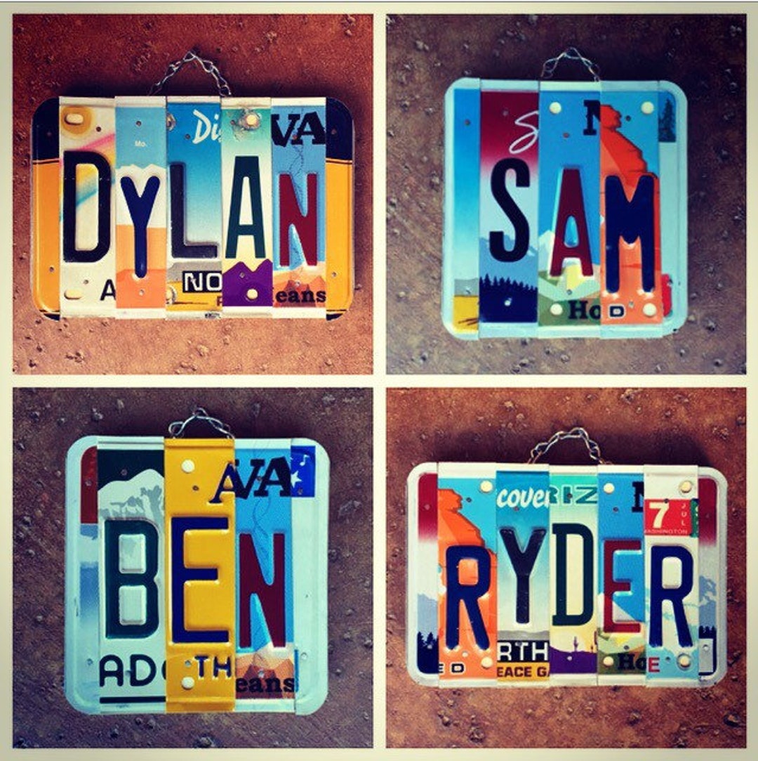 Personalized Boys Room Car Theme License Plate Name Art Sign, Boys Room ...