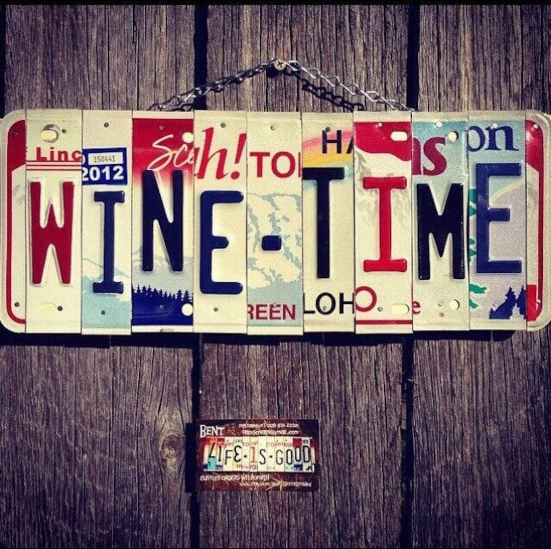 Wine. Beer. Whiskey. Bar. Drinks. Party. License Plate Art. Bar Sign ...