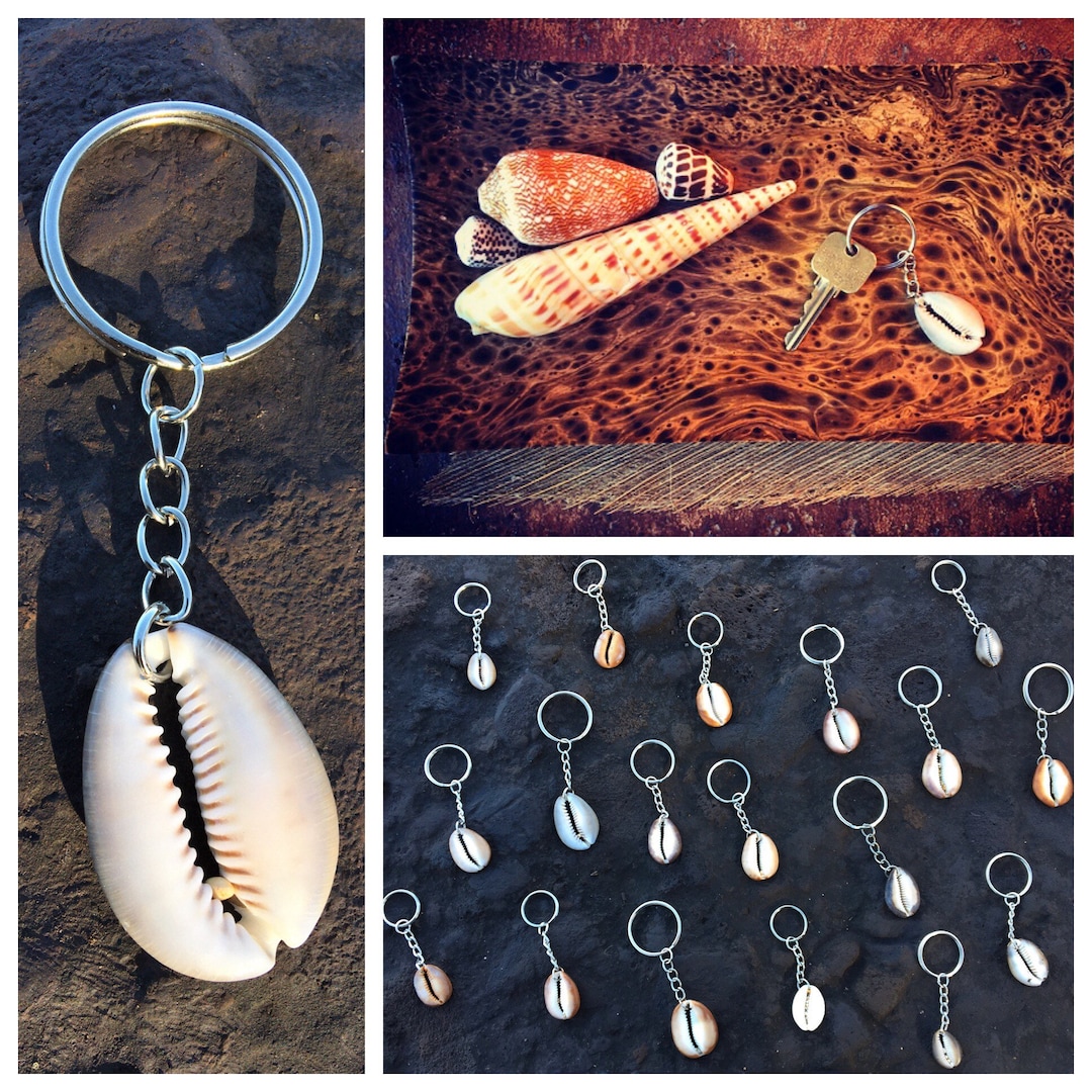 Hawaiian Cowry Shell Keychain, Made in Hawaii Shell Keychain, Cowry ...