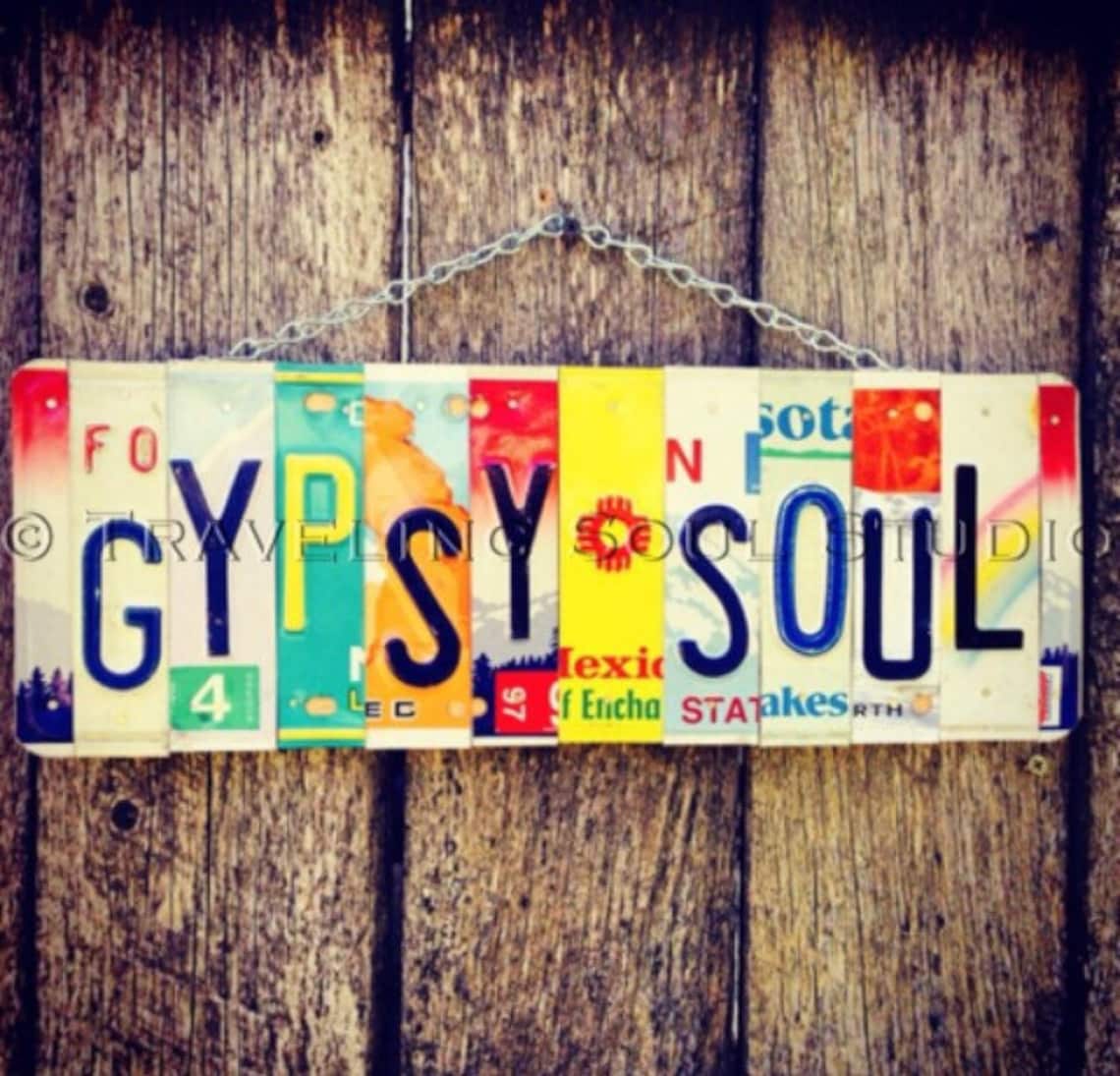 Boho Sign Gypsy Soul License Plate Art Bohemian Decor - Etsy
