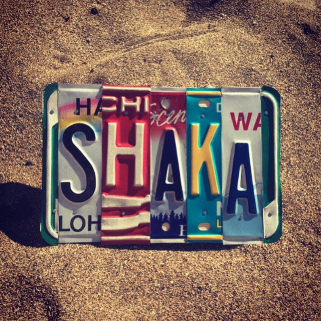 Beach Decor. Hawaiian Decor. Beach Sign. Shaka Sign. License Plate Art ...