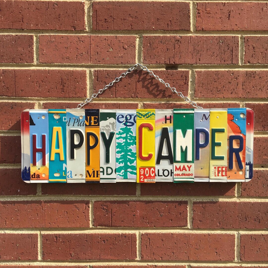 Happy Camper License Plate Sign, Personalized Sign, Home Decor ...