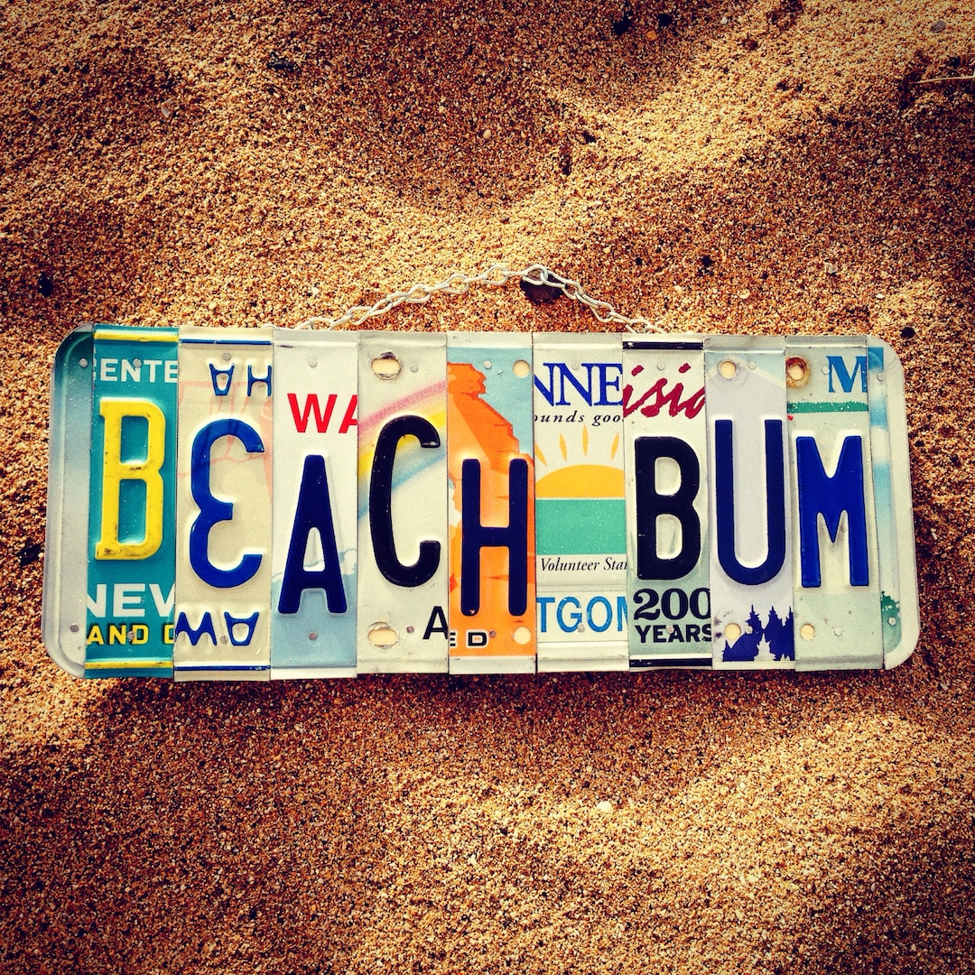 Beach Bum. License Plate. Beach Sign. Beachdecor. Travel. Traveldecor ...