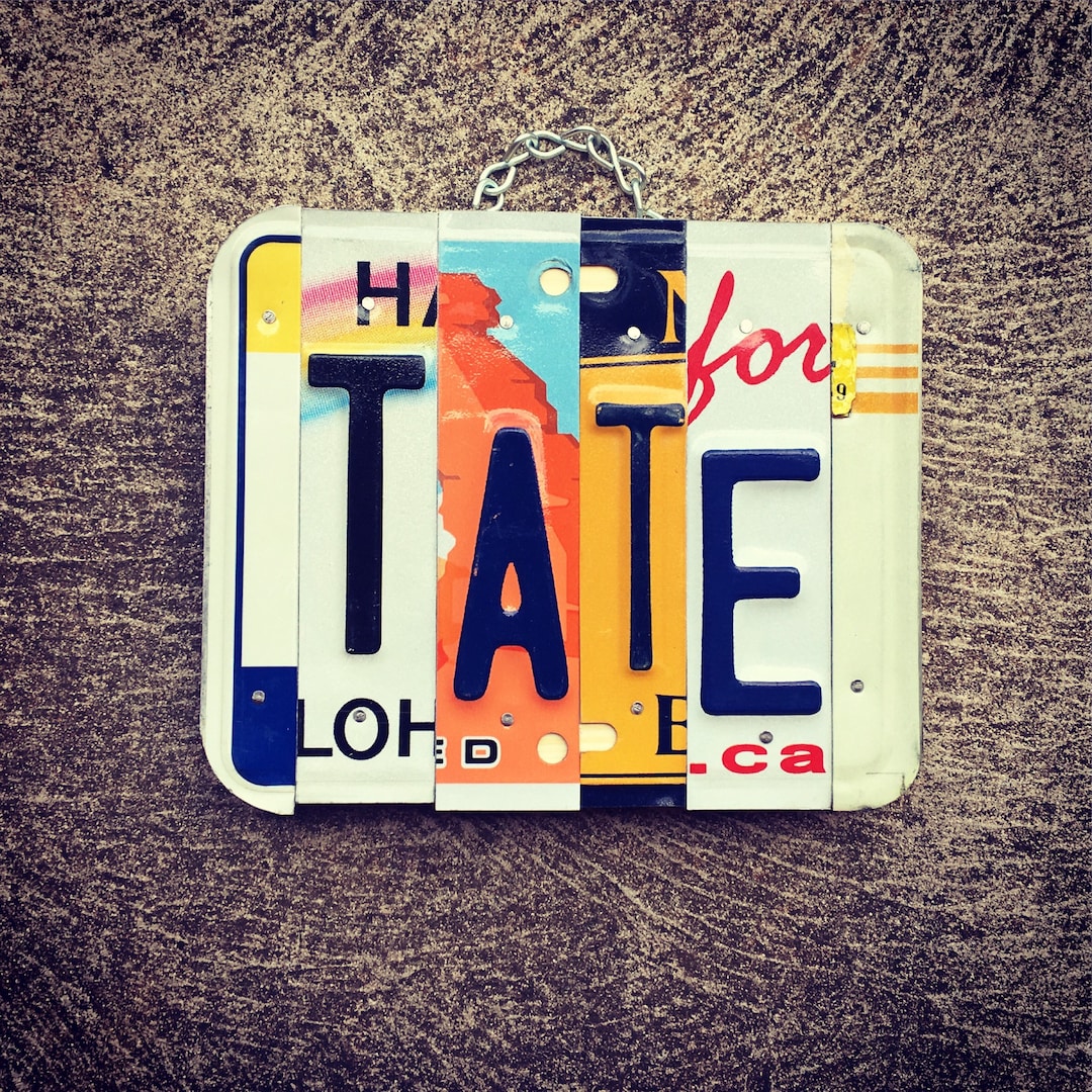 TATE License Plate Art - Gift for Him - Eco Friendly - Boys Room Decor ...