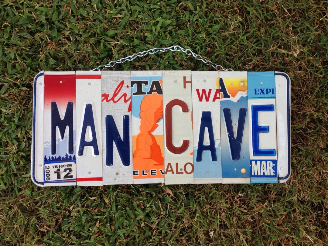 Man Cave License Plate Sign, Fathers Day Gift Idea, Decor for Men ...