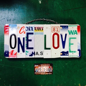 One Love License Plate Wall Hanging, Hippie Decor, Gift for Teen ...