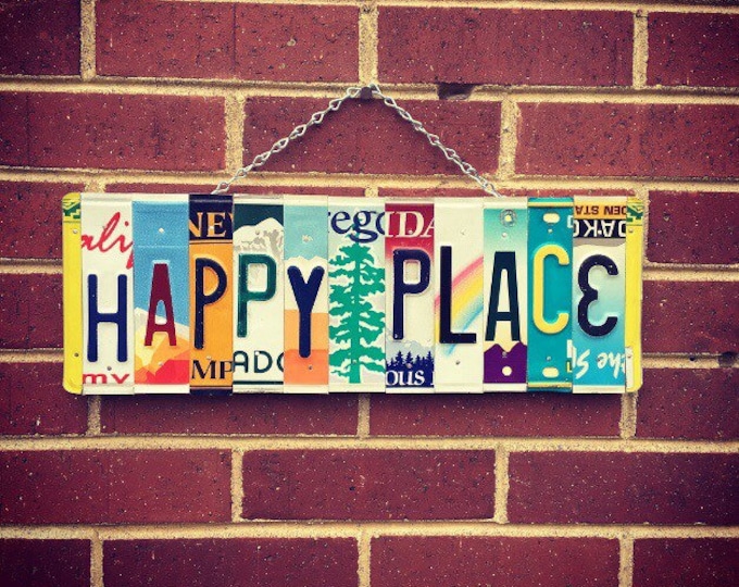 Happy Place Sign, Happy Place Gifts, Housewarming Gift, License Plate ...