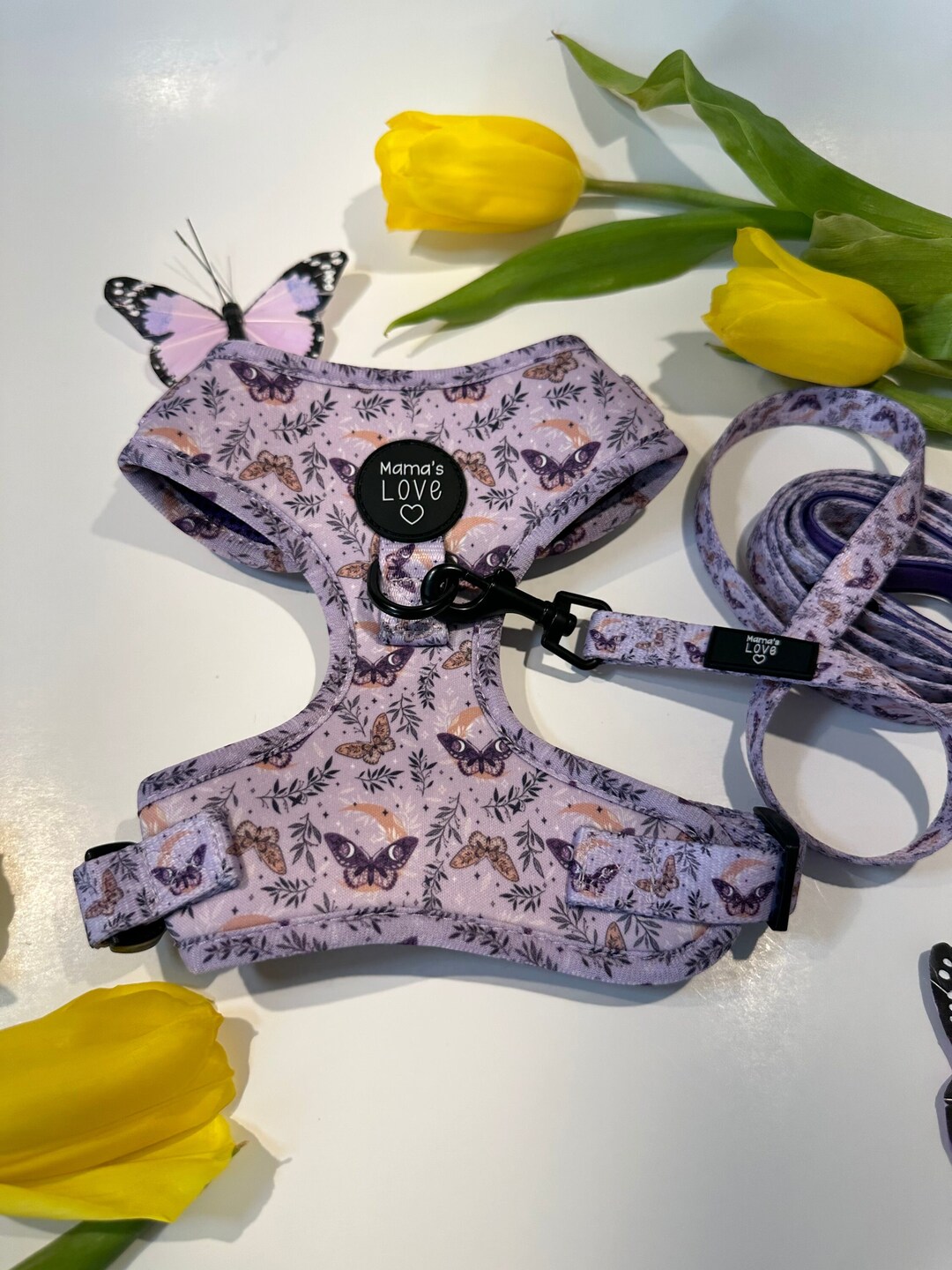 Dog/cat Duo Leash + Harness Astral Lavender Butterfly | Dog/cat Duo ...