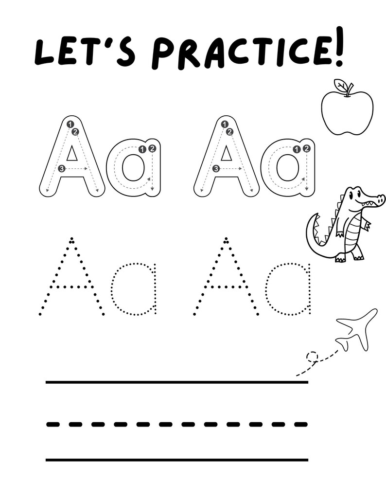 Let's Practice Alphabet Worksheet, Pre-k, Kindergarten, 1st Grade - Etsy