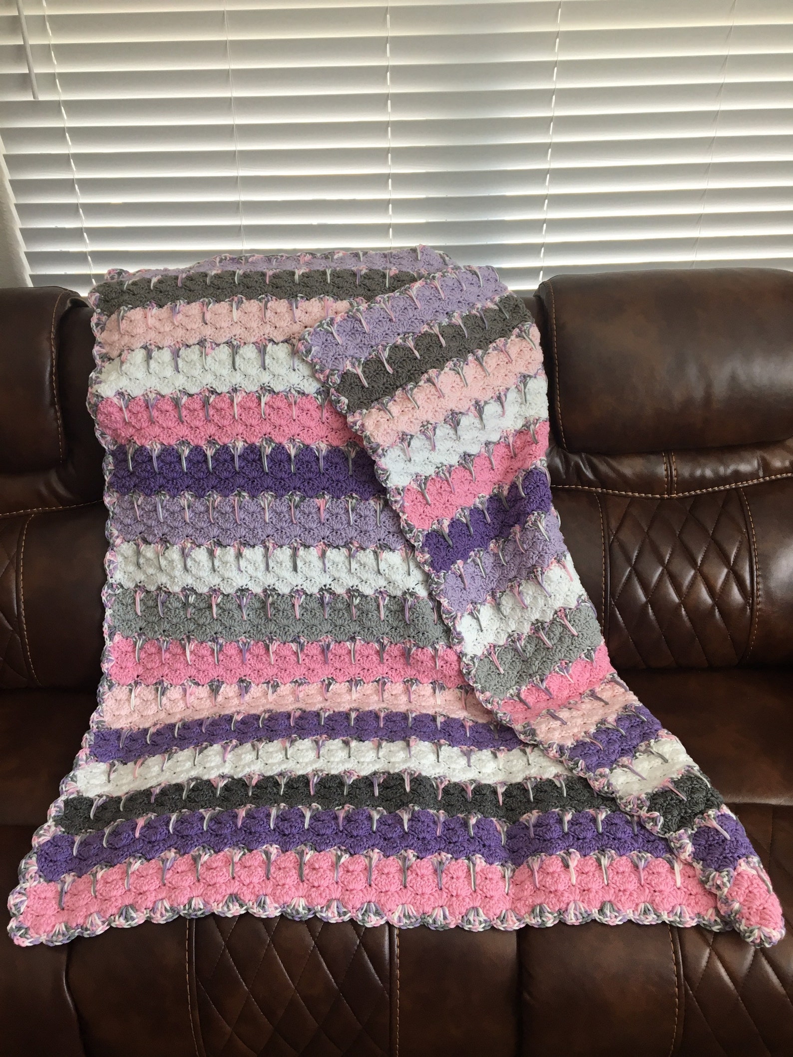 Handmade Throw Pink and Grey Multi-color Afghan Unique Gift - Etsy
