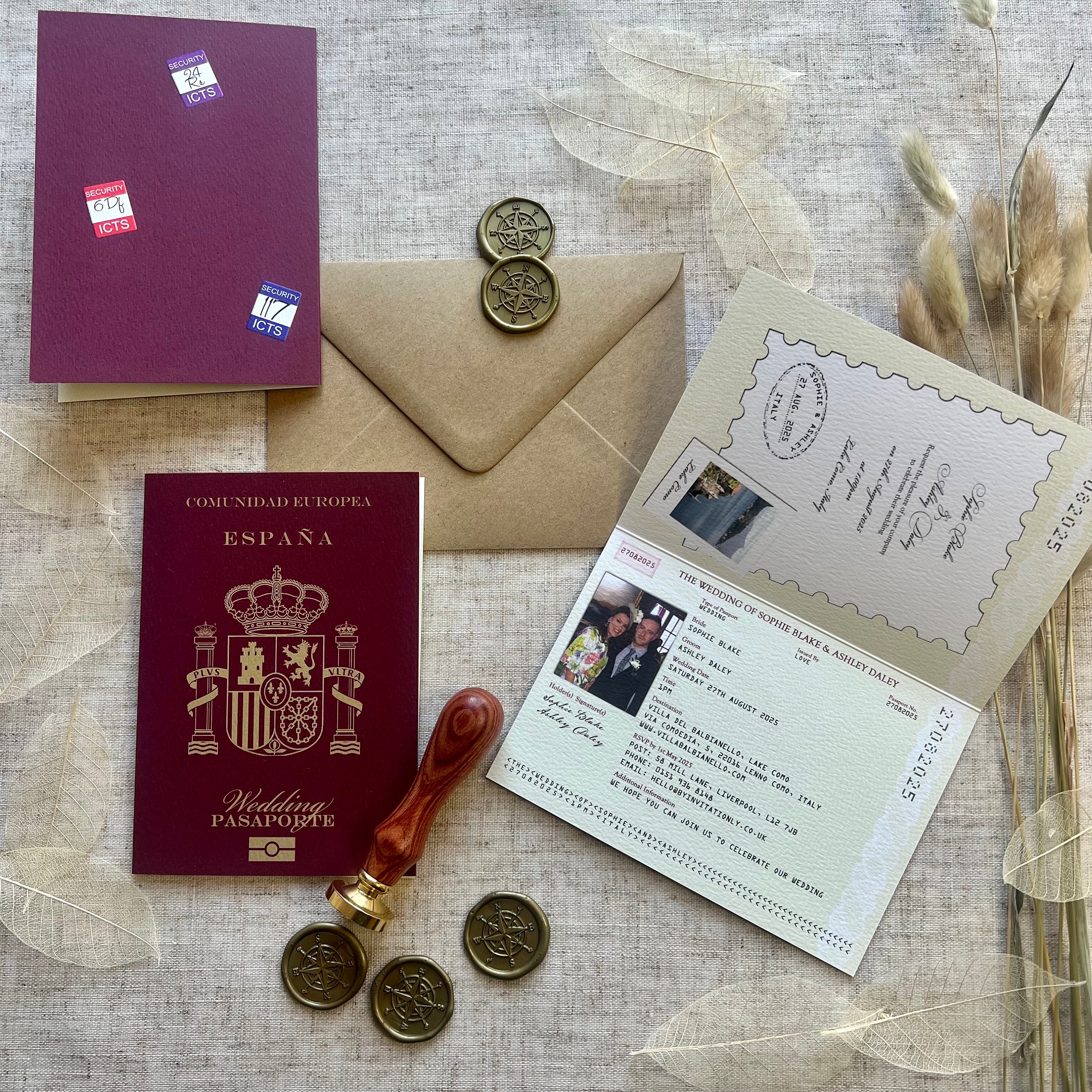 Spanish Wedding Passport Invitation | Espana Travel Wedding | Travel ...