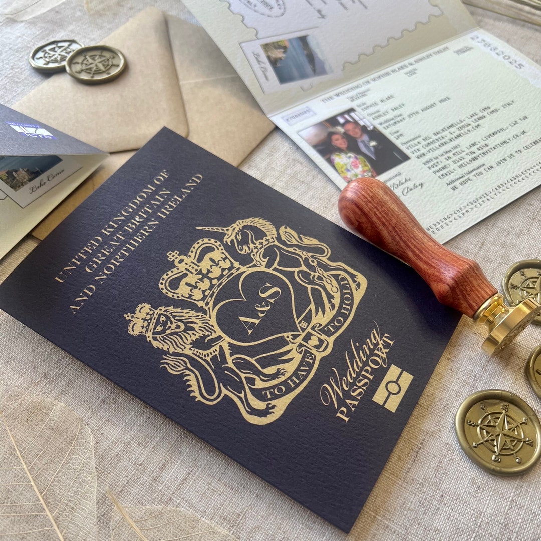 British Wedding Passport Invitation | Great Britain UK Travel Wedding ...