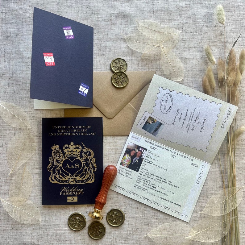 British Wedding Passport Invitation | Great Britain UK Travel Wedding ...