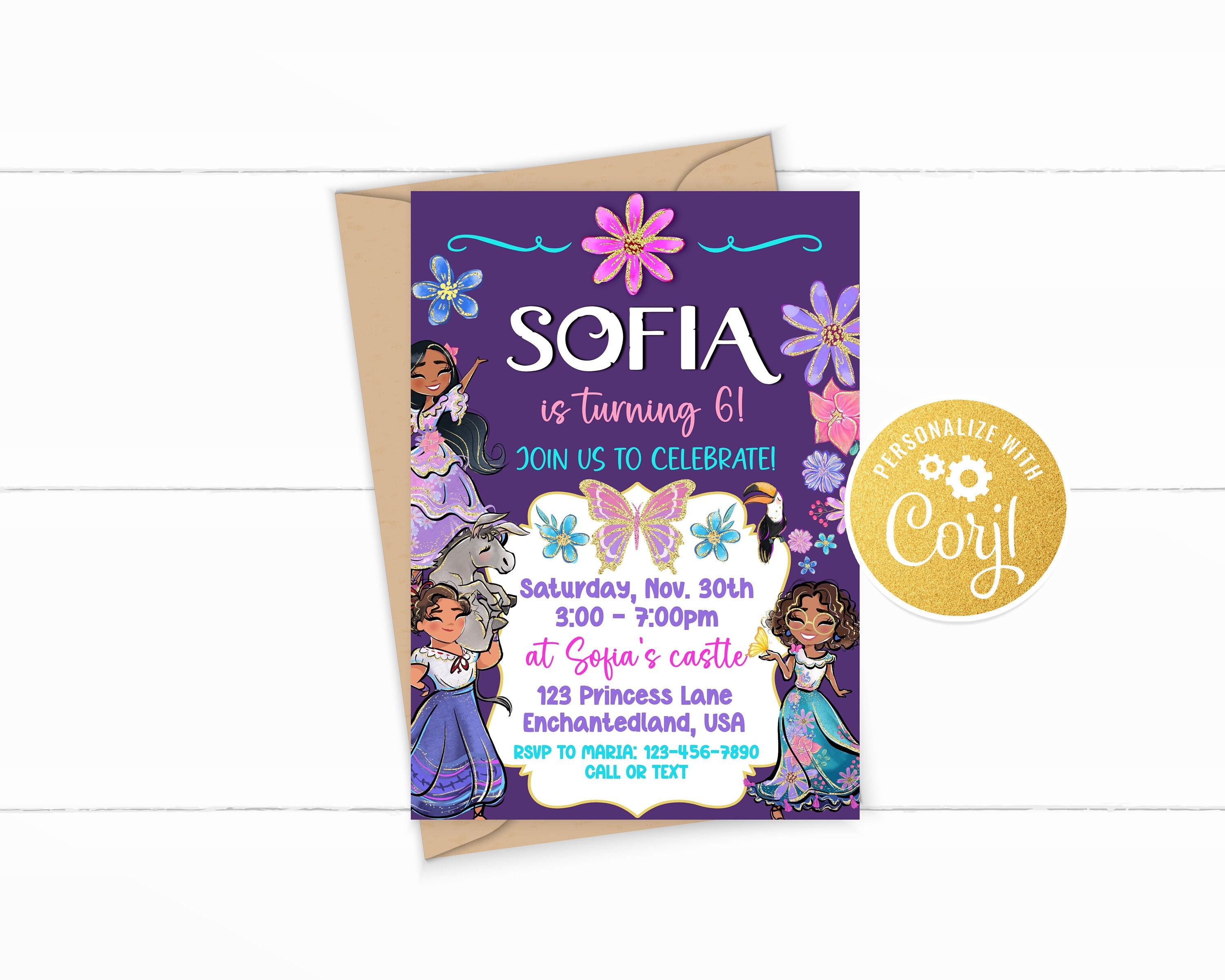Princess La Familia Digital Invitation - Girl's Birthday Invite - DIY ...