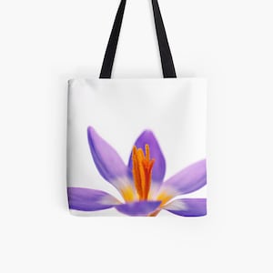 Purple Crocus Flower Tote Bag, Floral Reusable Tote Bag Beach BAG ...