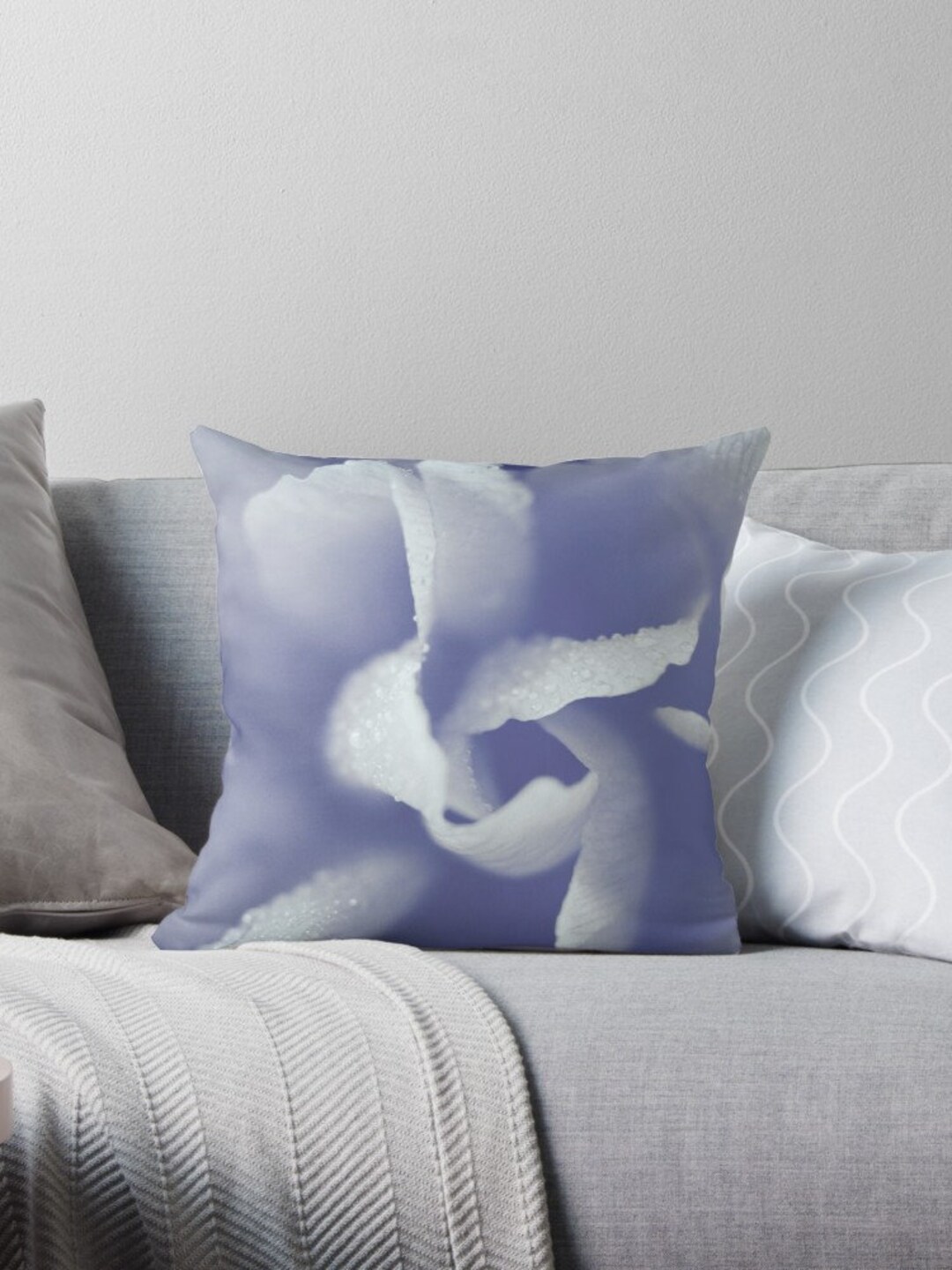 Periwinkle Blue Flower Throw Pillow, Nature Decorative Pillow for Your ...