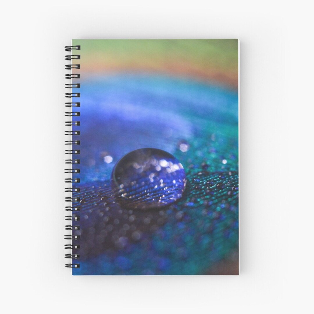 Blue Water Drop Journal, Peacock Feather Blank Sketchbook, Dream ...