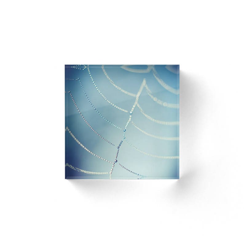 Blue Acrylic Block Blue Cob Web Shelf Sitter Mantle Art - Etsy