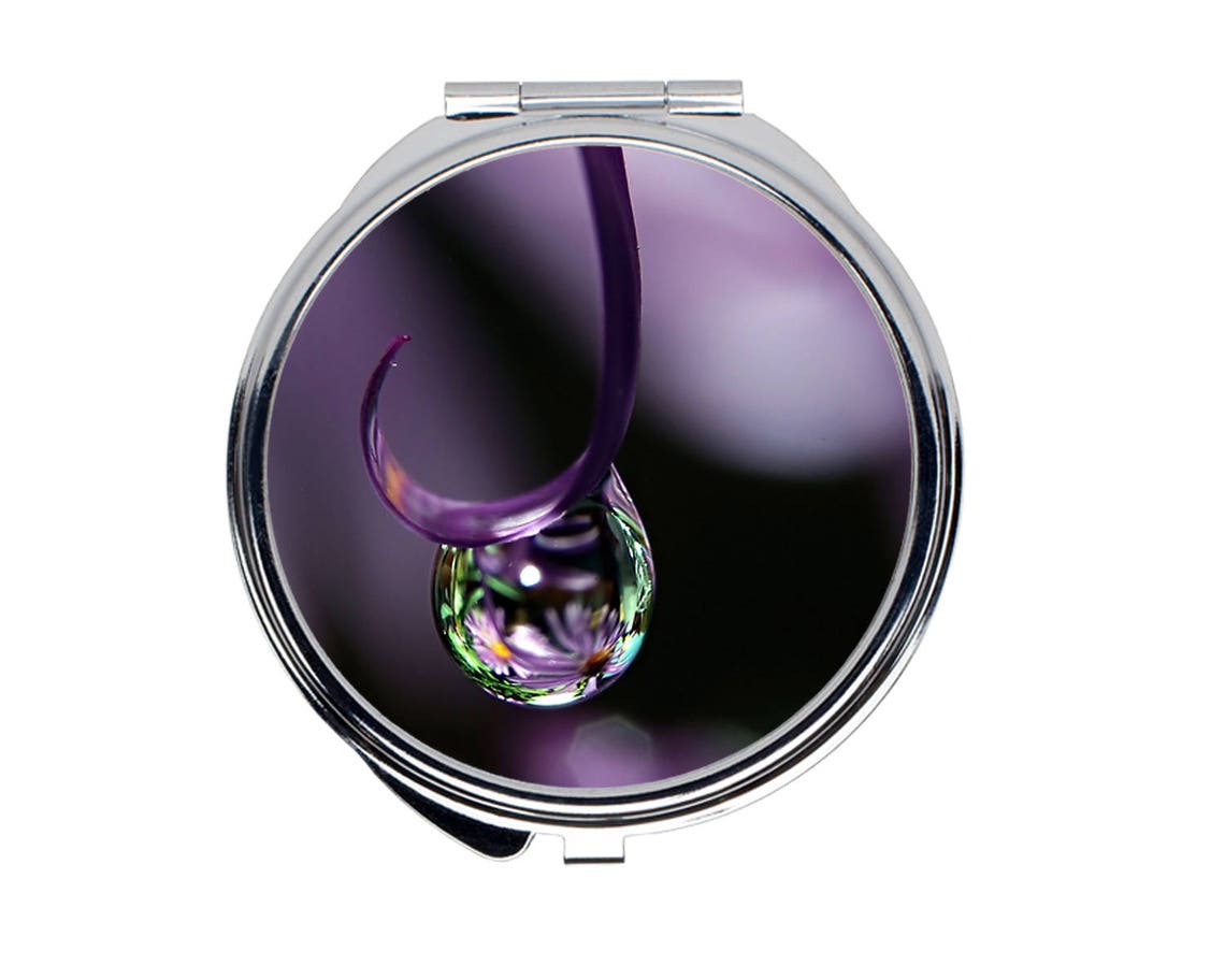 Purple Raindrop Square and Round Compact Mirror Nature Photo | Etsy