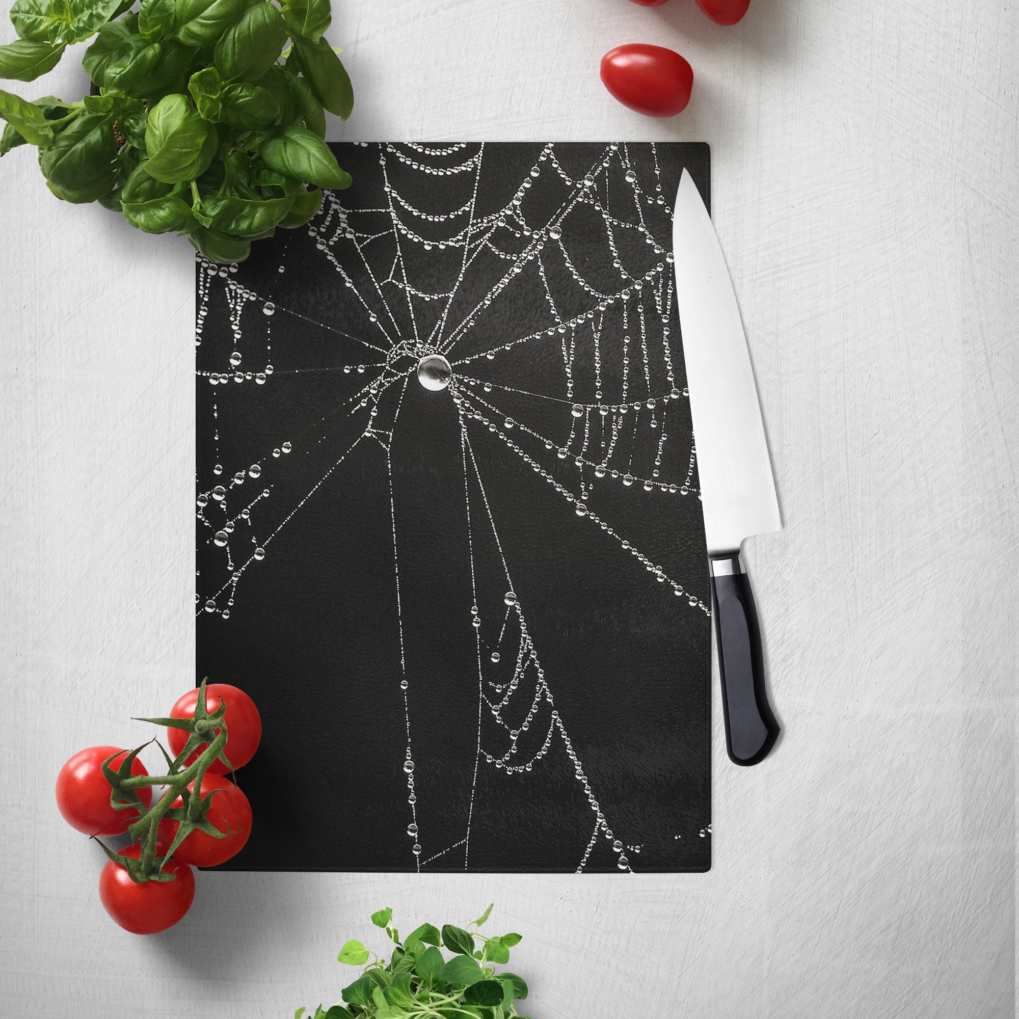 Gothic Cobweb Glass Kitchen Cutting Board Spiderweb Photo - Etsy