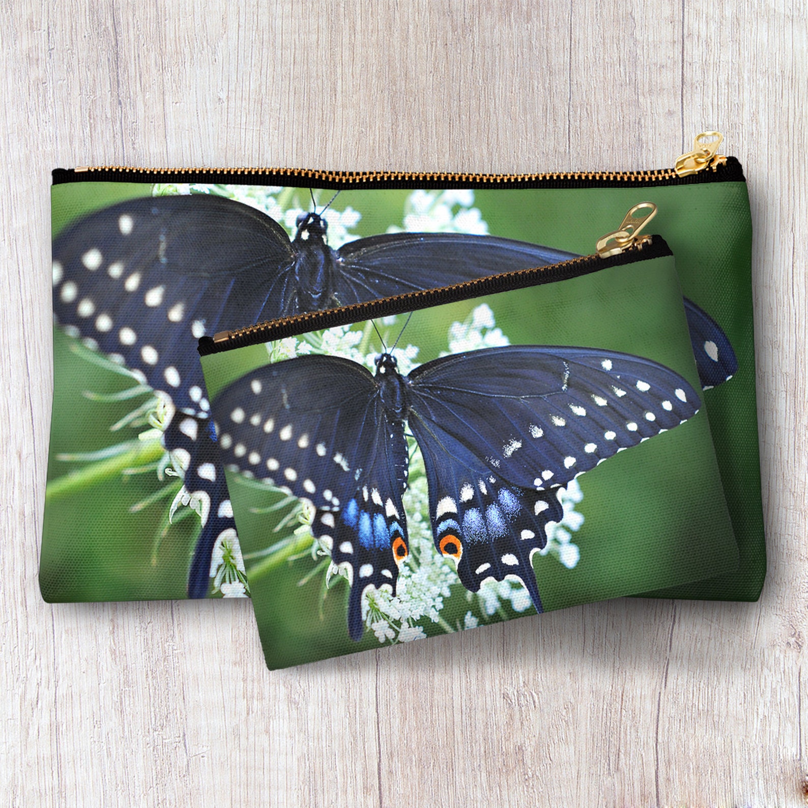 Butterfly Zipper Pouch, Black Swallowtail Evening Bag, Cosmetic Bag ...