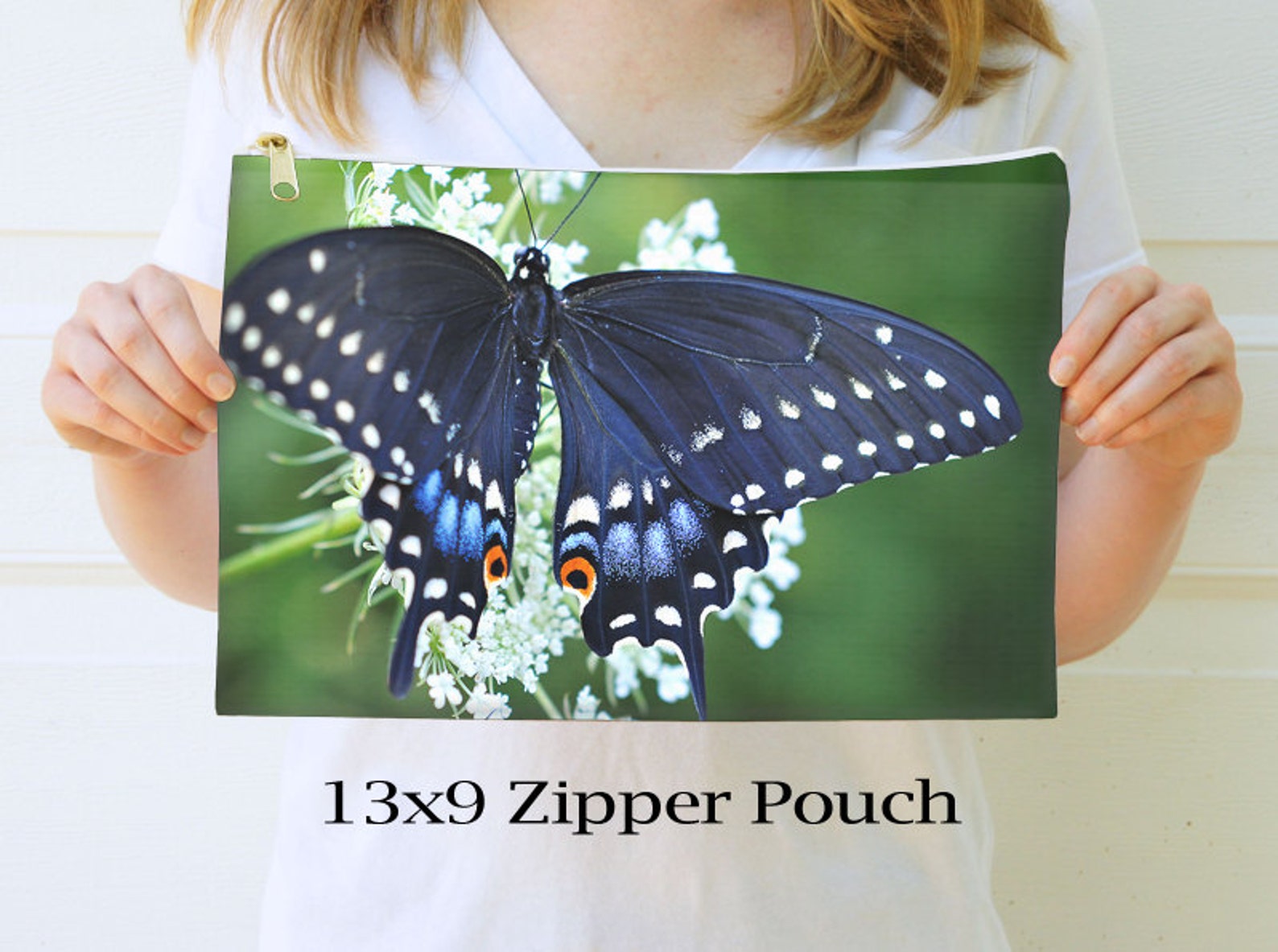 Butterfly Zipper Pouch, Black Swallowtail Evening Bag, Cosmetic Bag ...