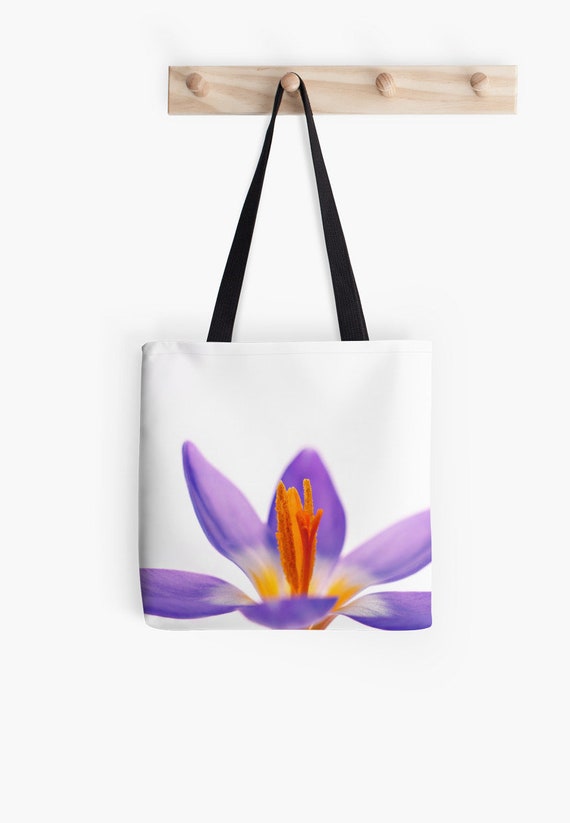 Purple Crocus Flower Tote Bag Floral Reusable Tote Bag Beach | Etsy