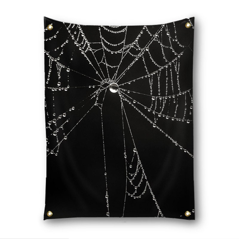 Gothic Wall Tapestry, Black & White Cobweb Wall Hanging, Tapestry Wall ...