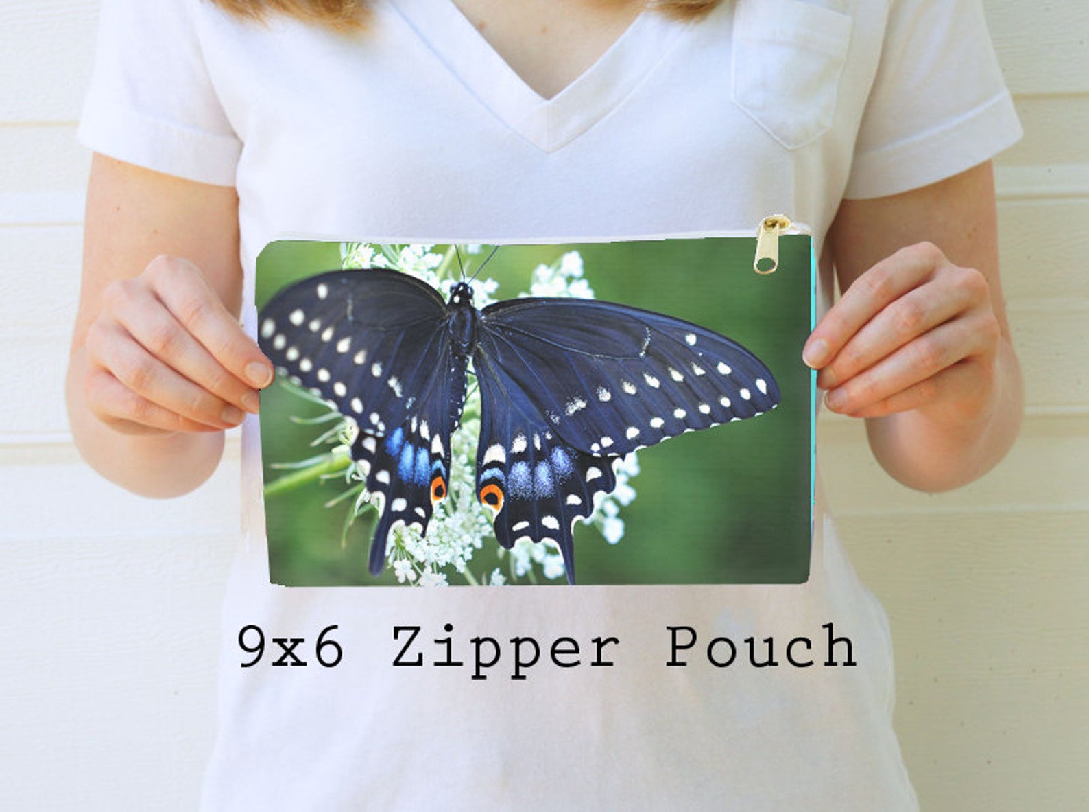 Butterfly Zipper Pouch, Black Swallowtail Evening Bag, Cosmetic Bag ...