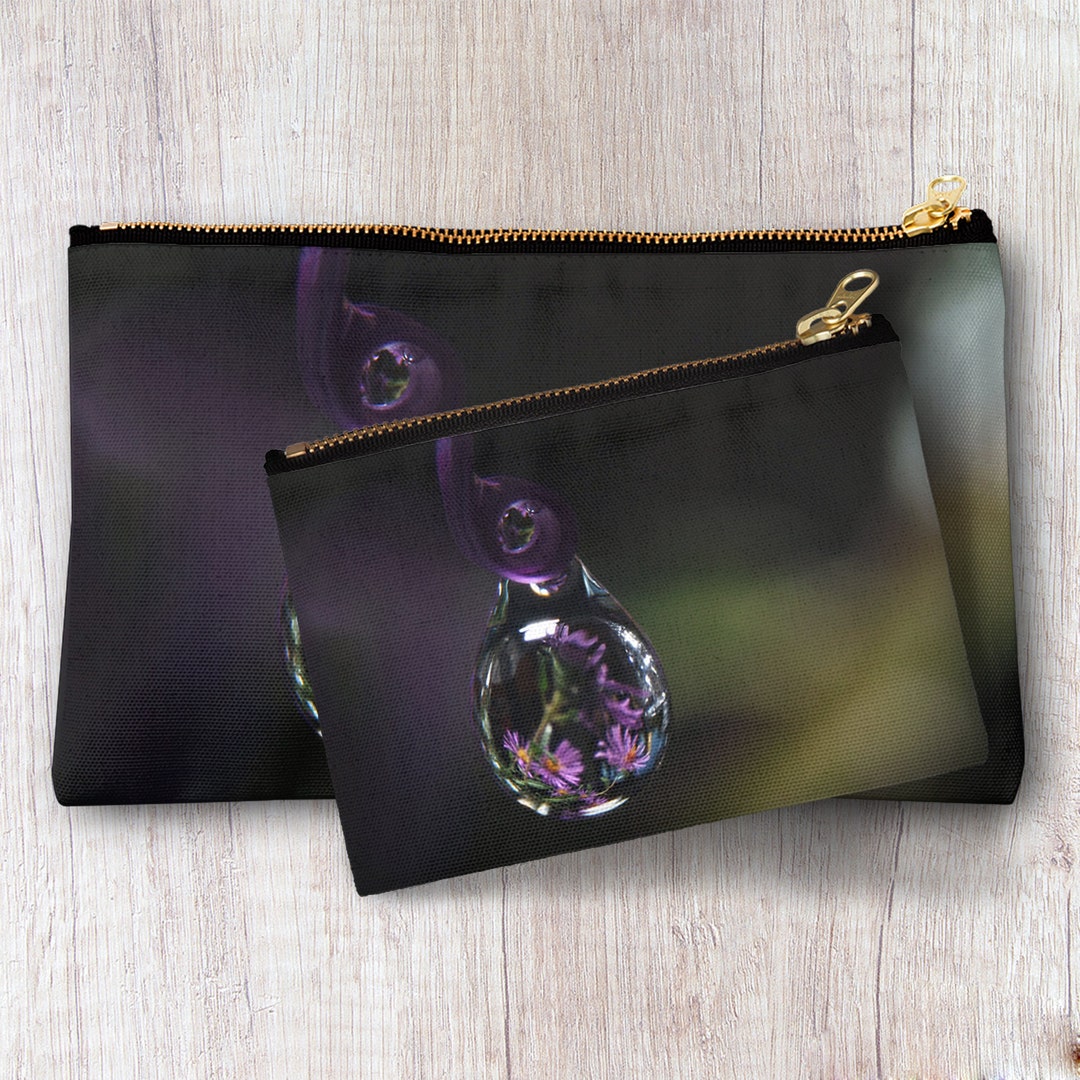 Purple Rain Drop Zipper Pouch Travel Toiletry Bag Cosmetic Accessories ...