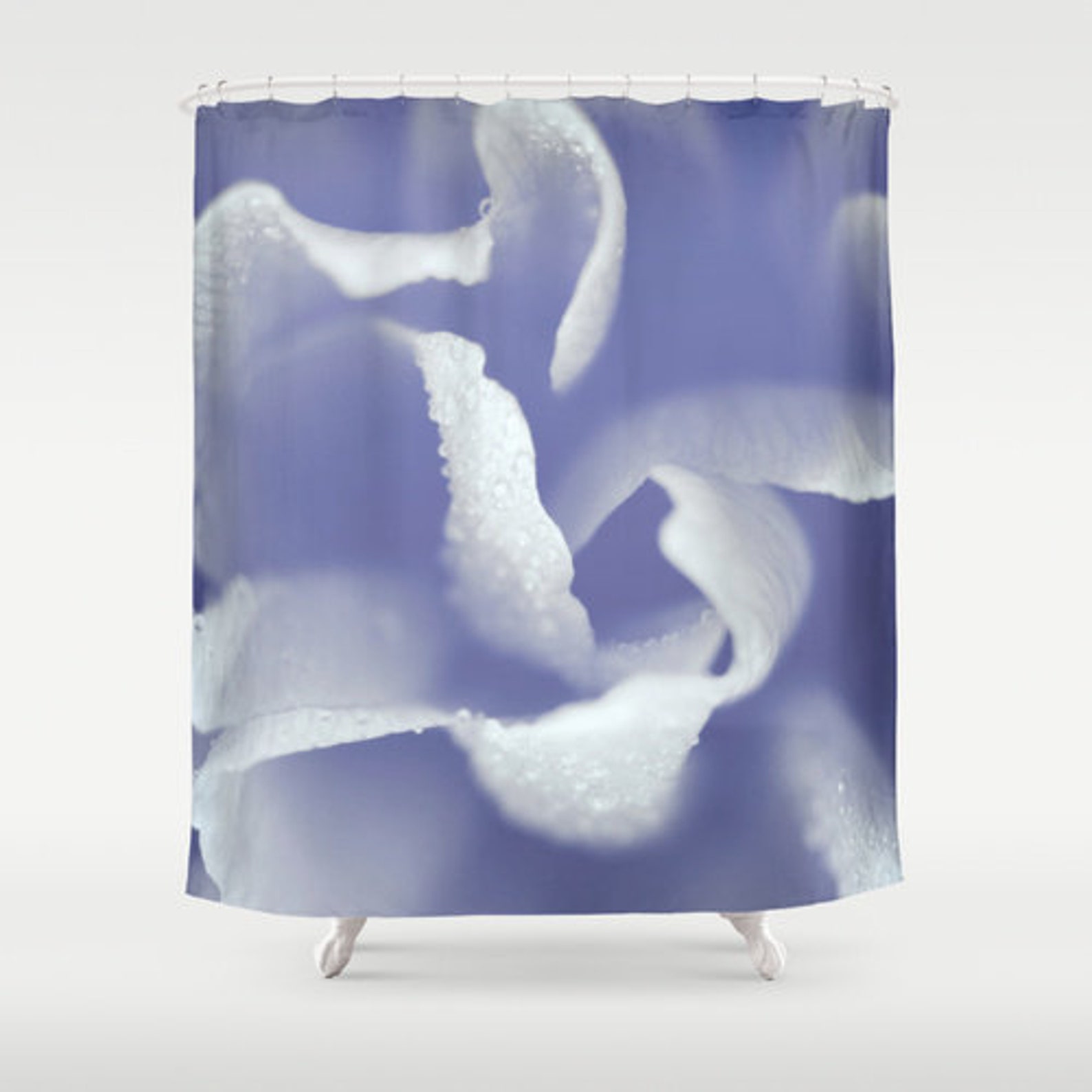Periwinkle Blue Flower Shower Curtain, Nature Bathroom Decor, Floral ...