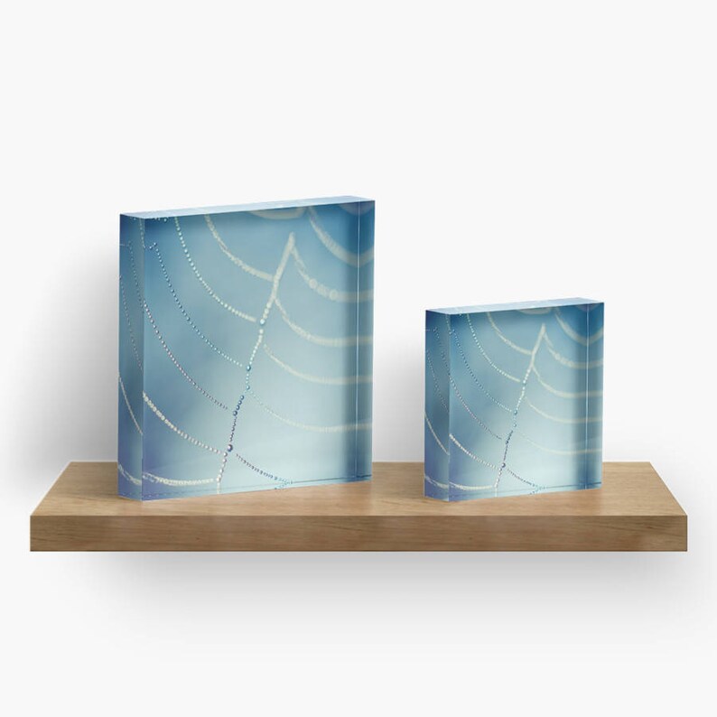 Blue Acrylic Block Blue Cob Web Shelf Sitter Mantle Art - Etsy