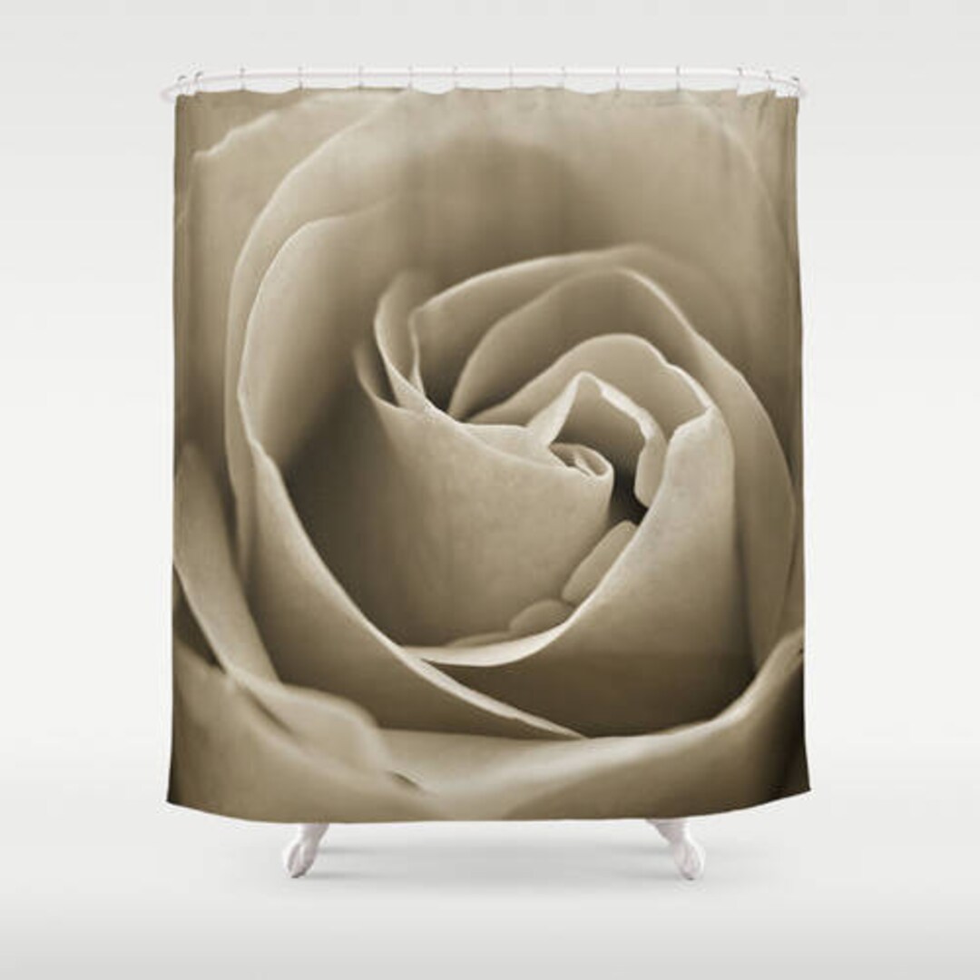 Sepia Rose Flower Shower Curtain, Floral Shower Decor, Nature Bathroom ...