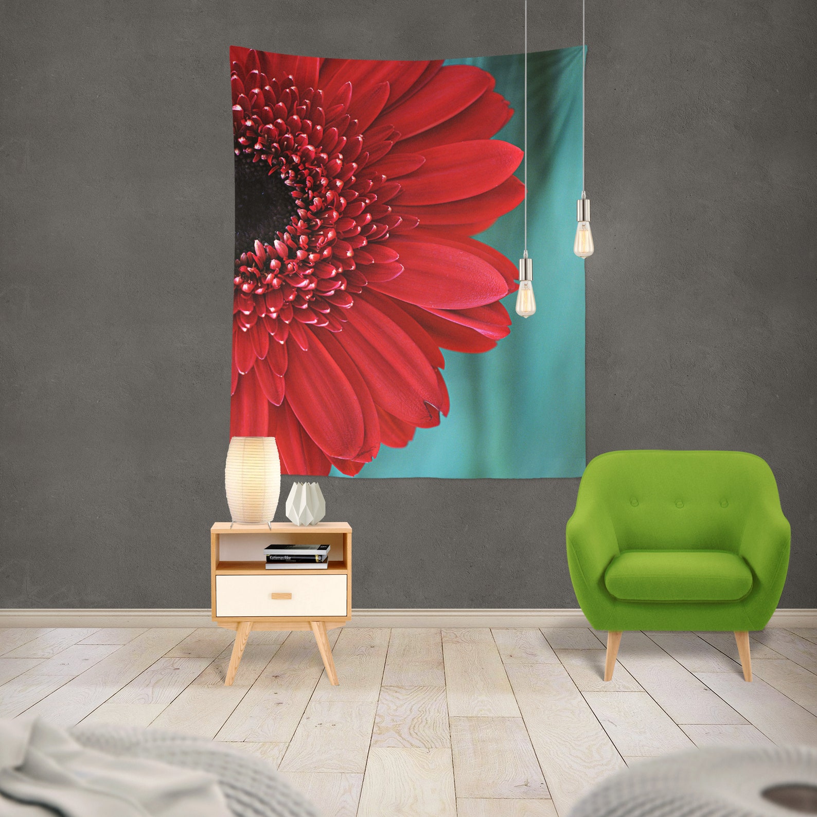 Red Flower Tapestry, Floral Wall Hanging, Bohemian Decor - Etsy