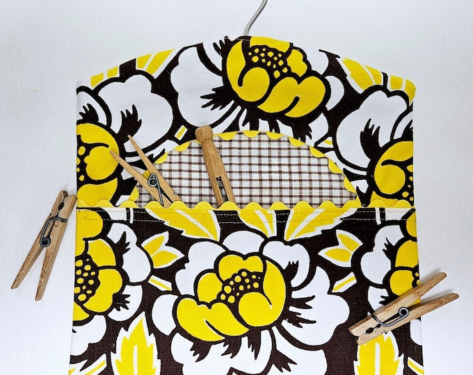 Hanging Clothespin Bag Made From a Vintage Tablecloth With Floral ...