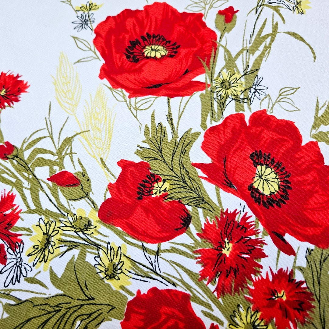Vintage Tablecloth With Poppies - Etsy