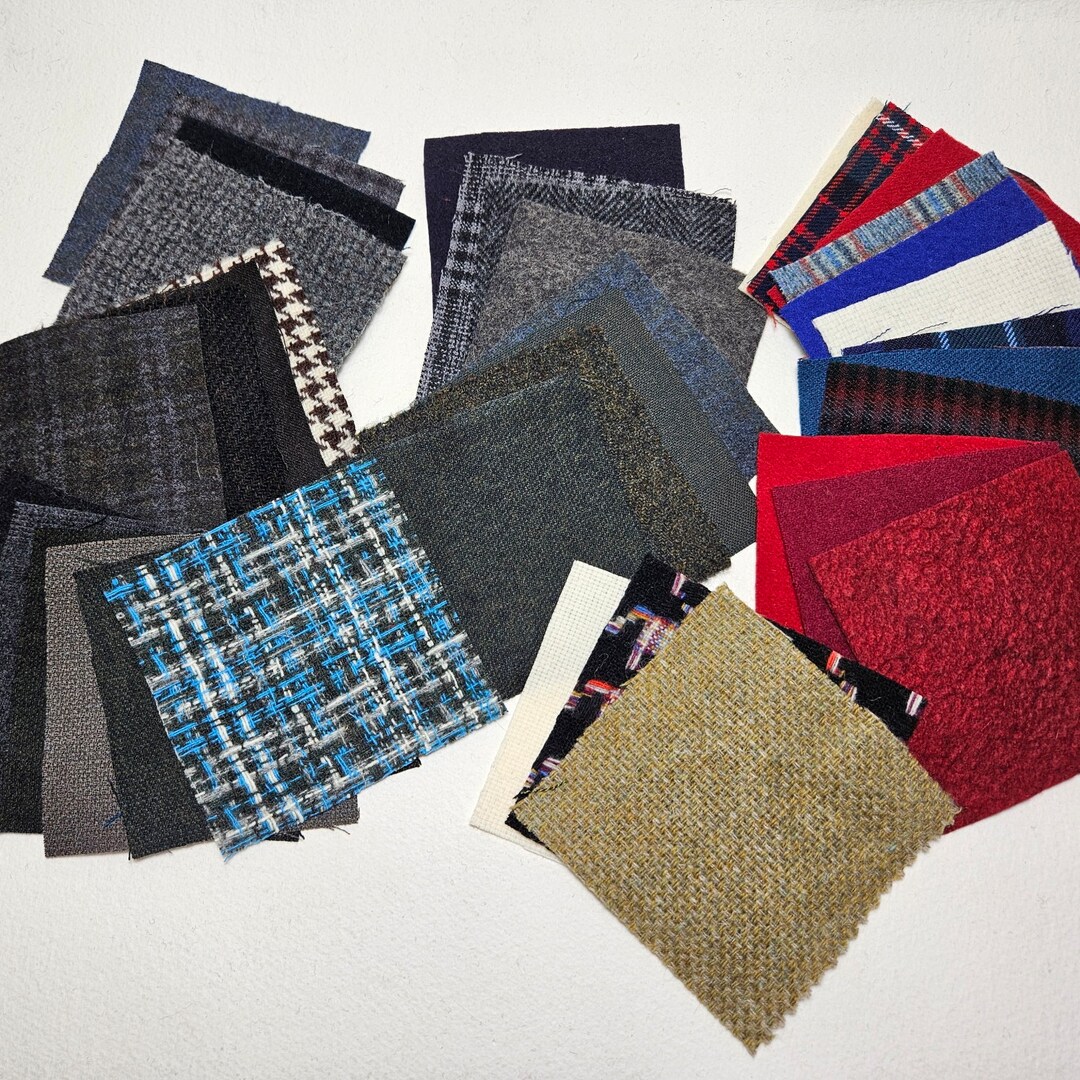 35 Wool 4 Squares, Assorted Solids and Plaids - Etsy