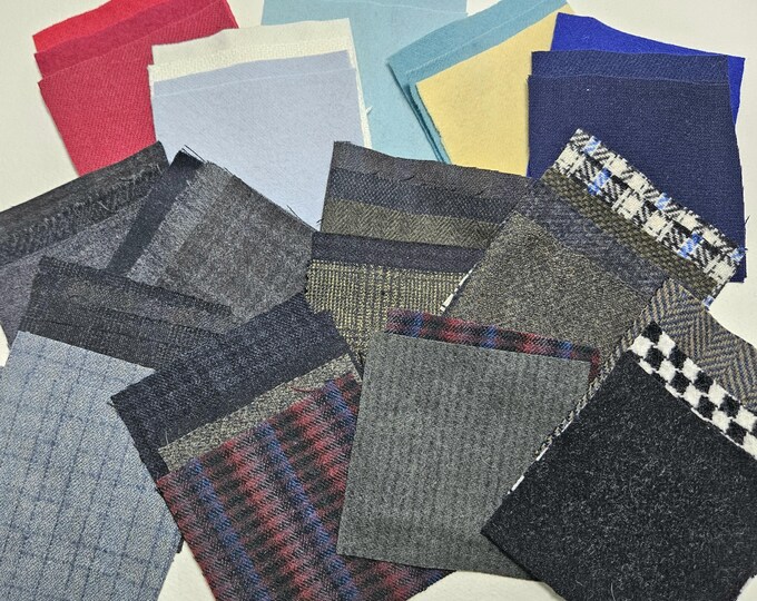 Wool Squares, 50 4-inch Pieces in Solids and Plaids - Etsy