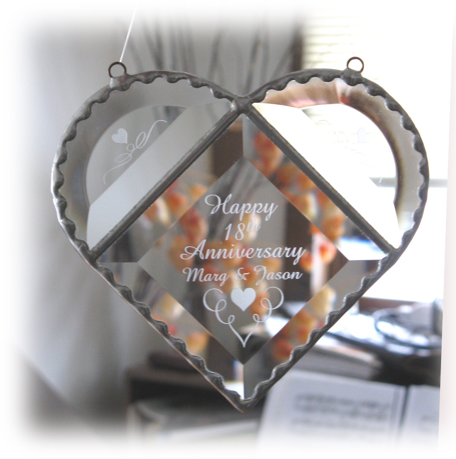 Anniversary Heart Bevel Wedding Anniversary or Birthday | Etsy