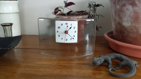Clear Glass Table Clock Curved Upright Glass Clock Glass | Etsy