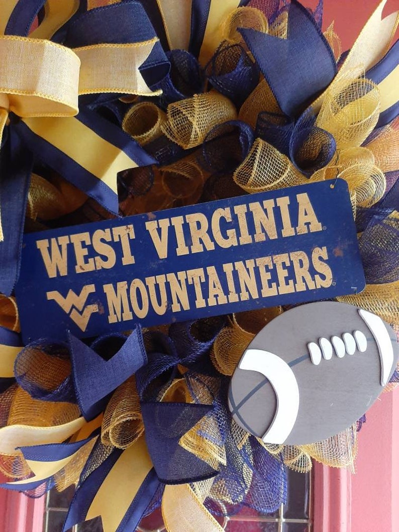 WVU Mountaineers Deco Mesh Wreath - Etsy