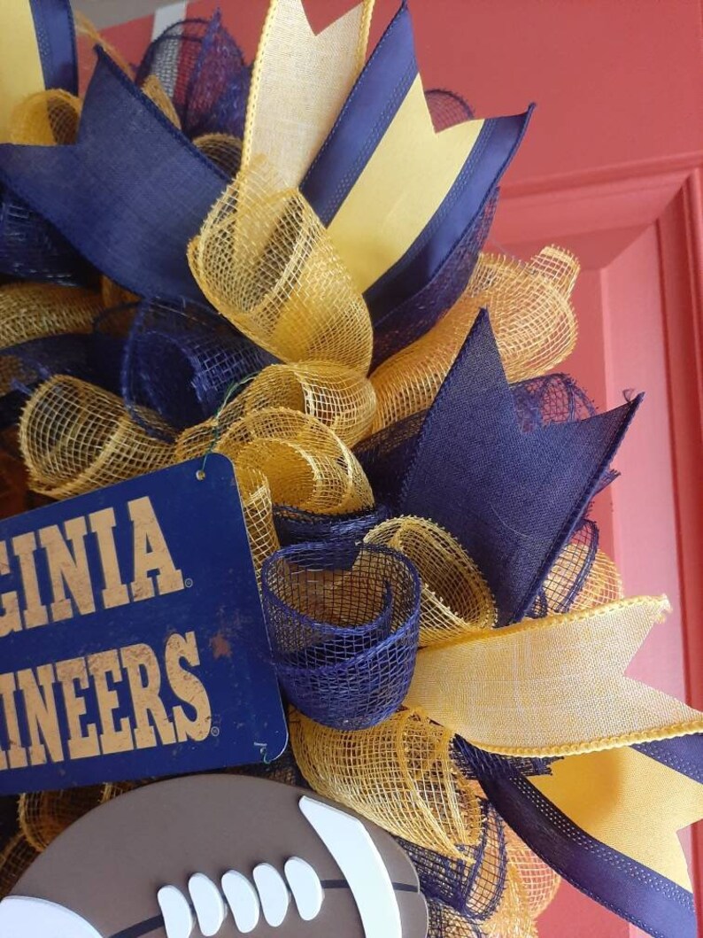 WVU Mountaineers Deco Mesh Wreath - Etsy