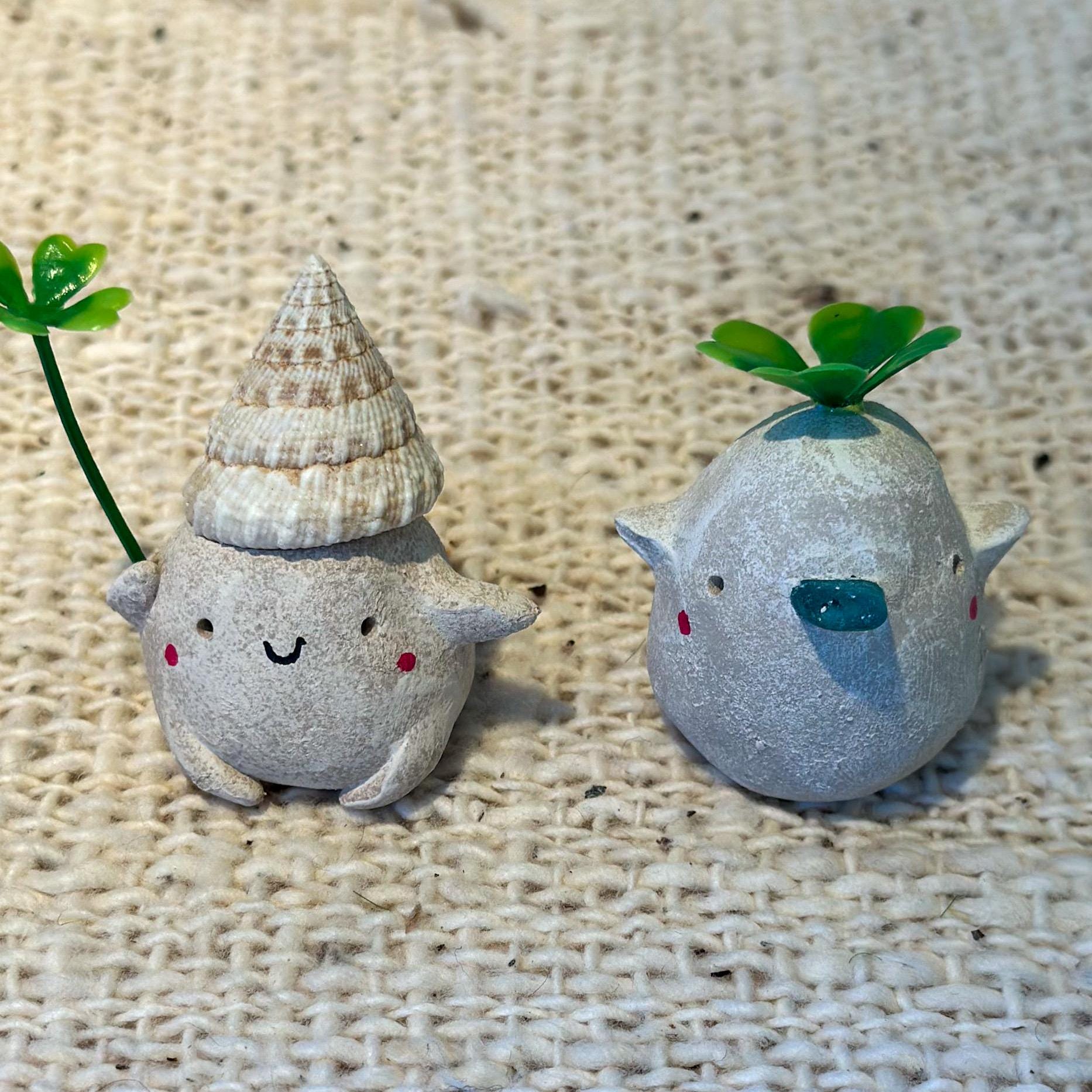 Magical Seashell Sprite Duo - Handcrafted Nature Mascots From Japan - Etsy