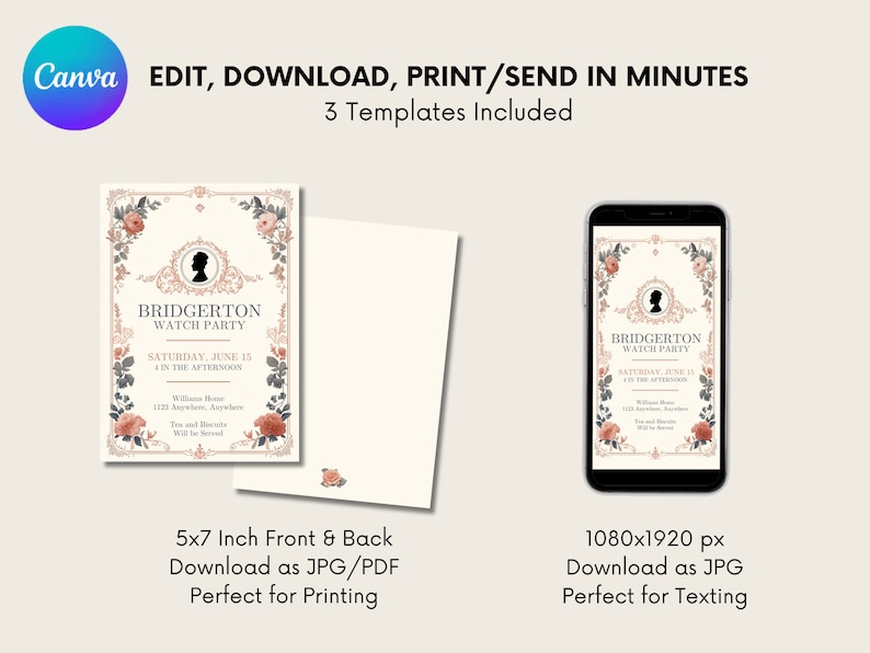 Bridgerton Watch Party Invitation Lady Whistledown Editable Canva ...